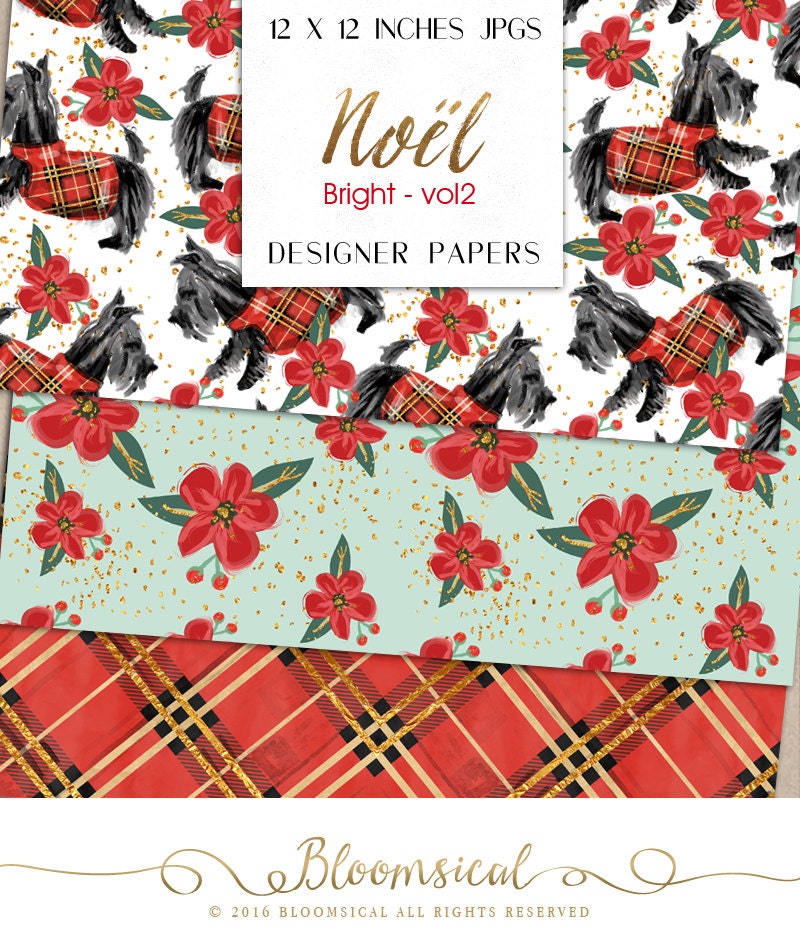 Christmas Digital Paper Pack Fashion Couture Plaid Tree Cozy - Etsy