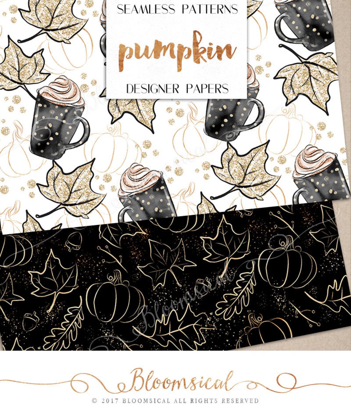 Pumpkin Fall Digital Paper Pack Autumn Leaves Thanksgiving Pie - Etsy