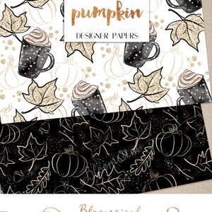 Pumpkin Fall Digital Paper Pack Autumn Leaves Thanksgiving Pie Seamless ...