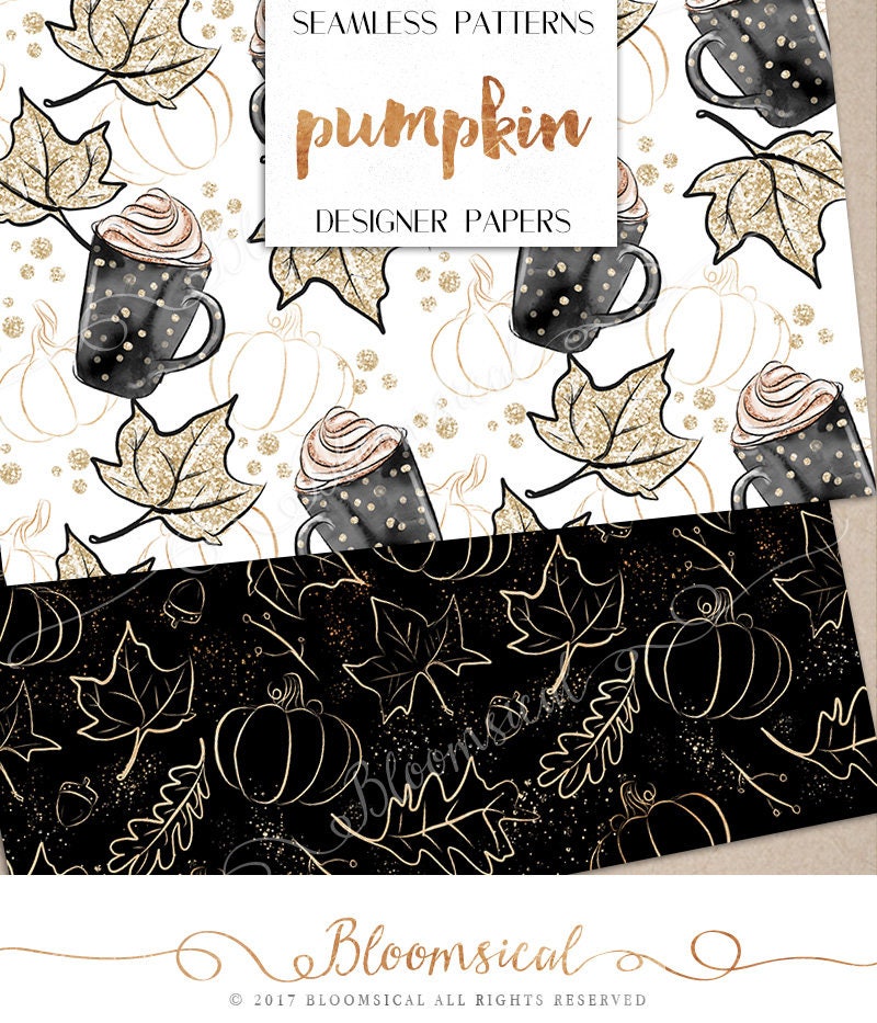 Pumpkin Fall Digital Paper Pack Autumn Leaves Thanksgiving Pie - Etsy