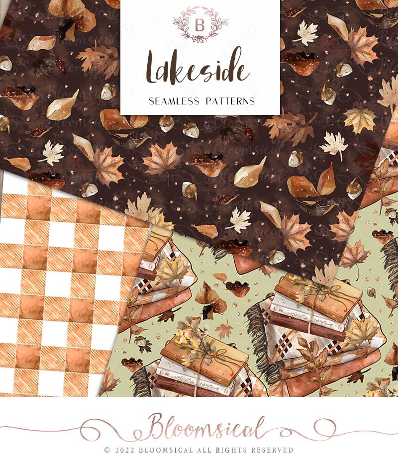 Fall Digital Papers Autumn Leaves Trees Plaid Pumpkins - Etsy