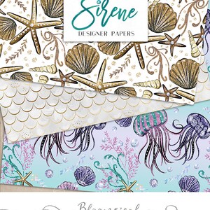 Mermaid Digital Papers | Seahorse Starfish Sea Life Glitter Scale ...