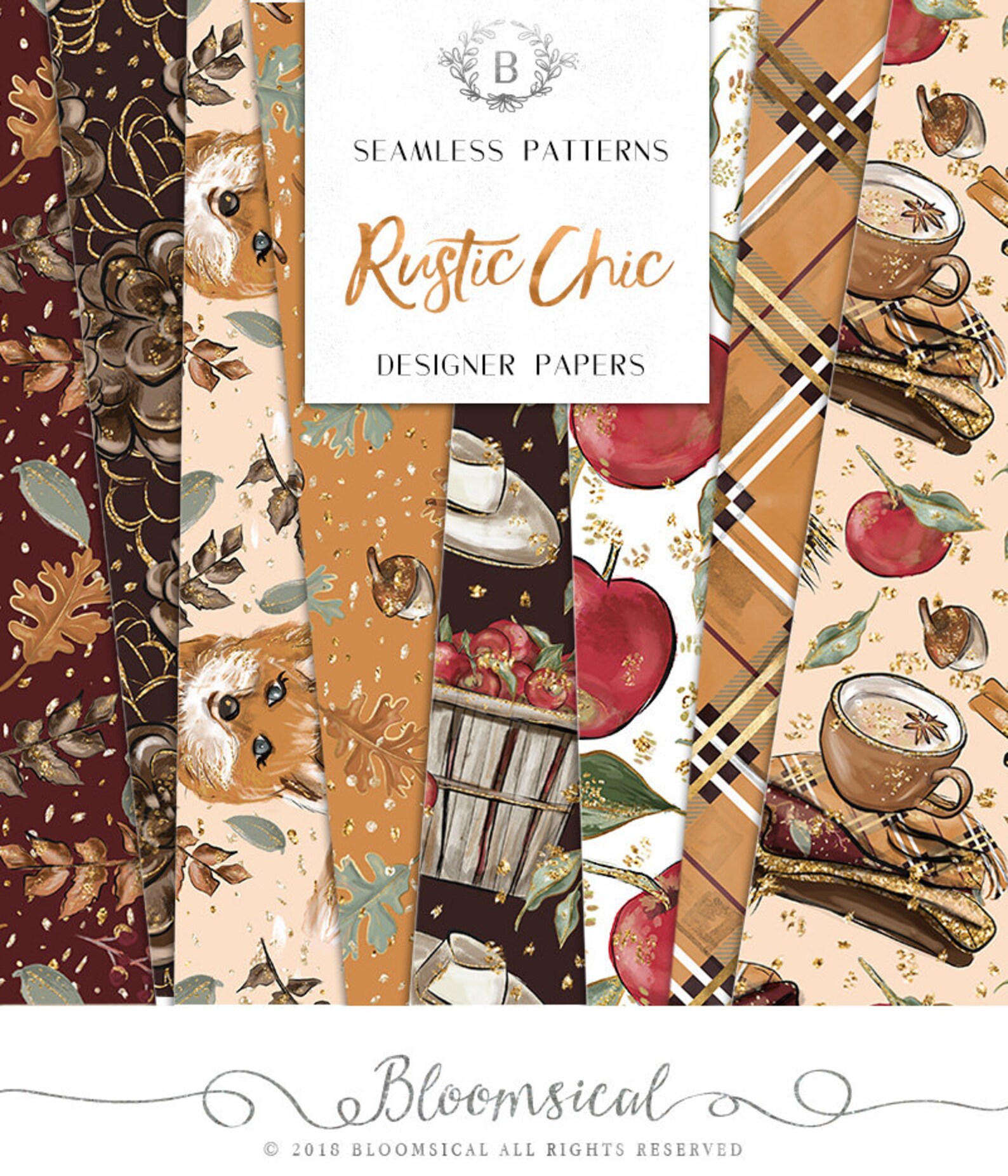 Fall Digital Papers Rustic Chic Apple Fox Wood Plaid Cozy - Etsy