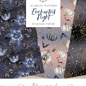 Halloween Digital Papers | Dark Fairytale Fall Pumpkin Moon Castle ...