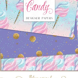 Candy Digital Papers | Sweet Treats Cupcakes Bunny Confetti Glitter ...