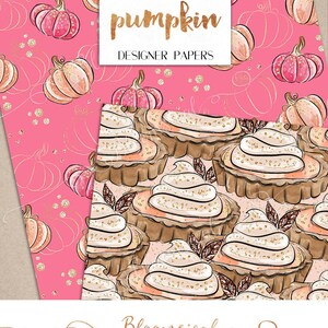 Pumpkin Fall Digital Paper Pack Autumn Leaves Thanksgiving Pie Seamless ...