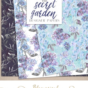 Secret Garden Digital Paper Books Tea Flowers Pack Fashion Seamless ...