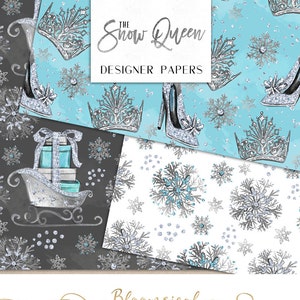 Winter Digital Paper Pack Snow Queen Fashion Sliver Glitter Seamless ...