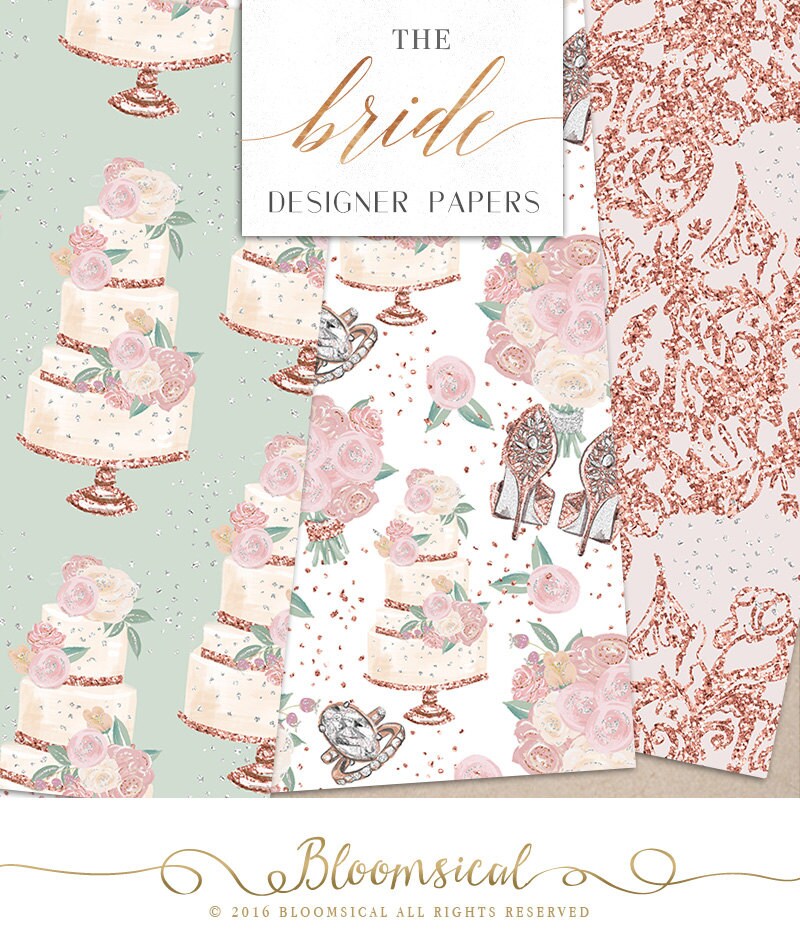 Wedding Papers Hand Painted Flowers Glitter Leaves Lace - Etsy