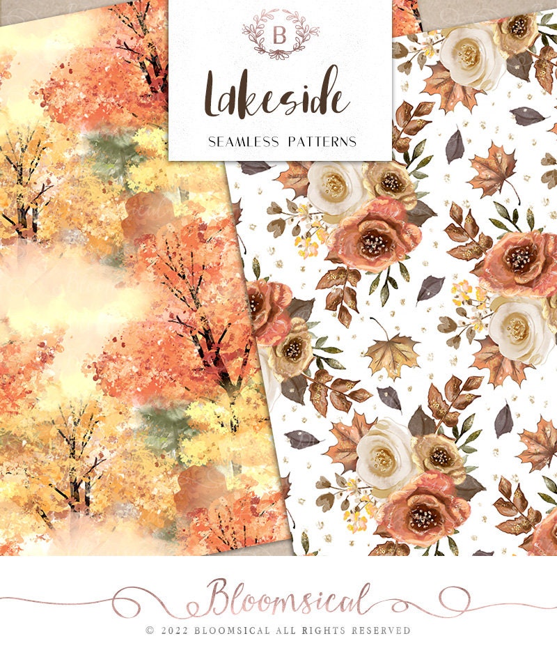 Fall Digital Papers Autumn Leaves Trees Plaid Pumpkins - Etsy