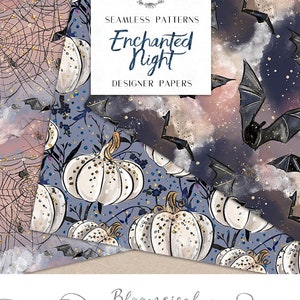 Halloween Digital Papers | Dark Fairytale Fall Pumpkin Moon Castle ...