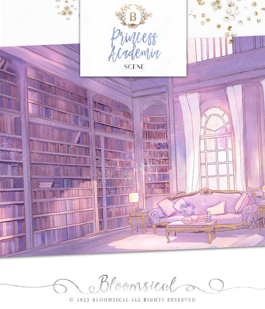 Princess Library PNG, Light Academia Background Scene Enchanted ...