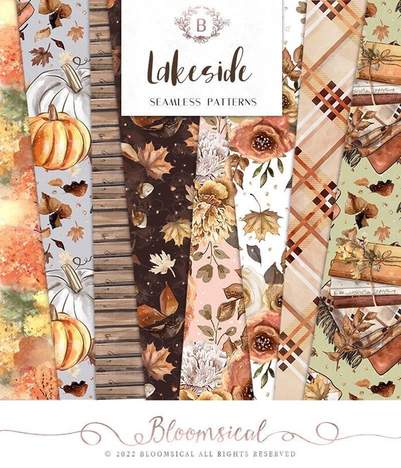Fall Digital Papers Autumn Leaves Trees Plaid Pumpkins - Etsy