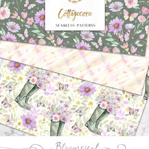 Cottagecore Seamless Digital Papers | Spring Easter Floral, Plaid ...