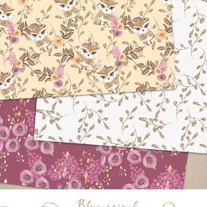 Woodland Digital Papers | Fall Graphics Cute Glam Fox Owl Squirrel ...