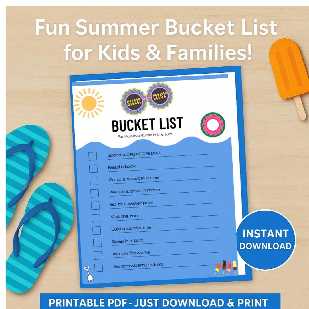 Summer Bucket List Printable | Kids Activity Checklist | Family Summer ...