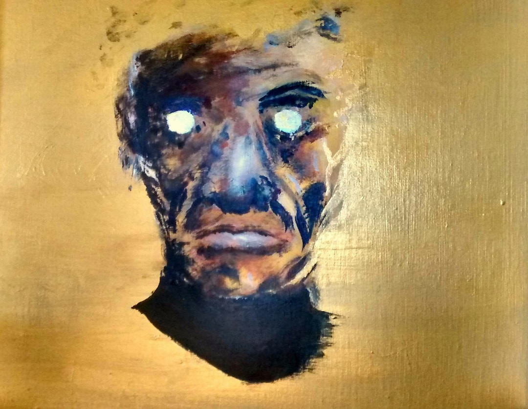 Golem 2089, Original Surreal Acrylic Painting Portrait (w/ Frame ...