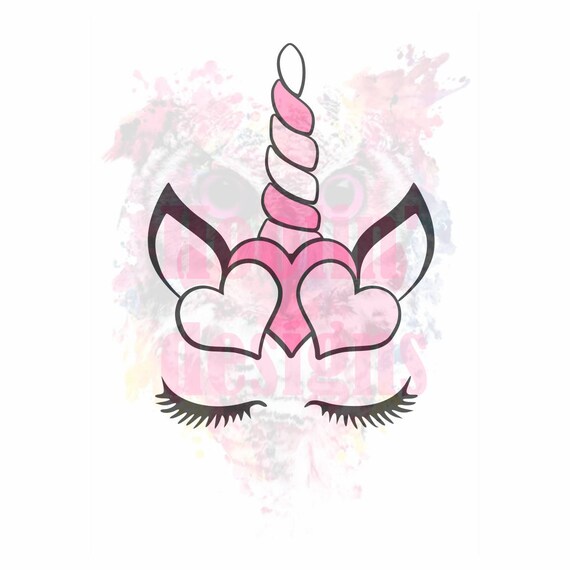 Unicorn Face With Hearts SVG | Etsy