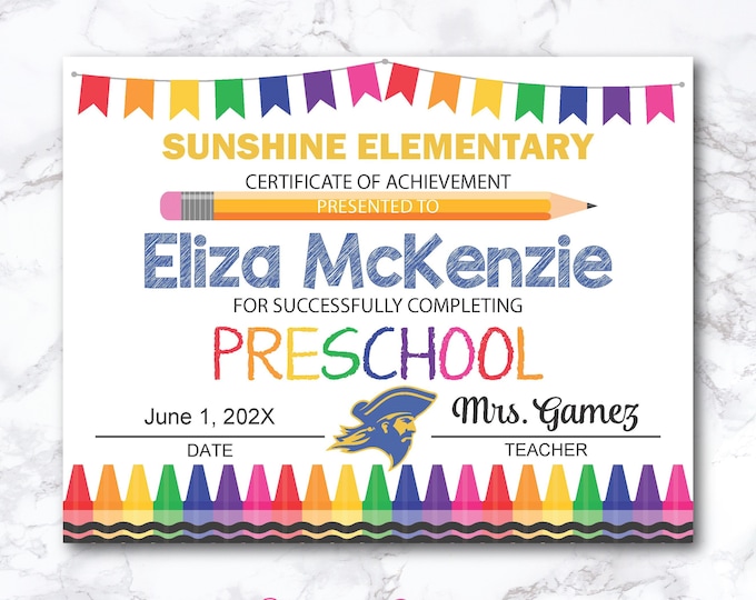 Editable Preschool Diploma, Pre-k Graduation, Preschool Certificate ...