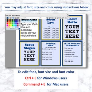 Scout Flashcards Editable Printable Boy Den Leader Instant Download ...