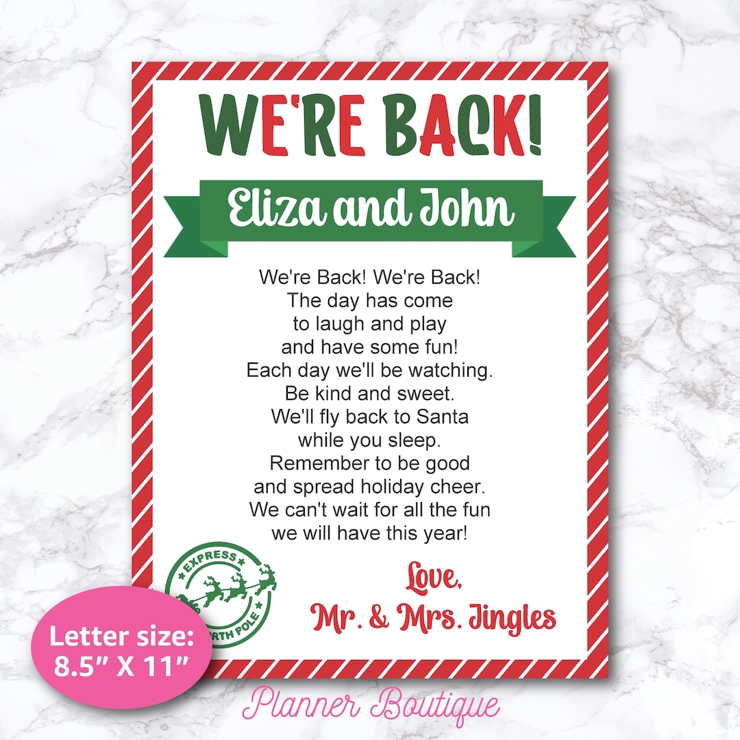 Editable Elf We Are Back Letter Note Christmas on the Shelf I'm Back ...