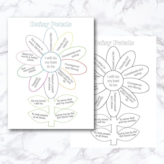 Girl Scout Daisy Petals Coloring Sheet