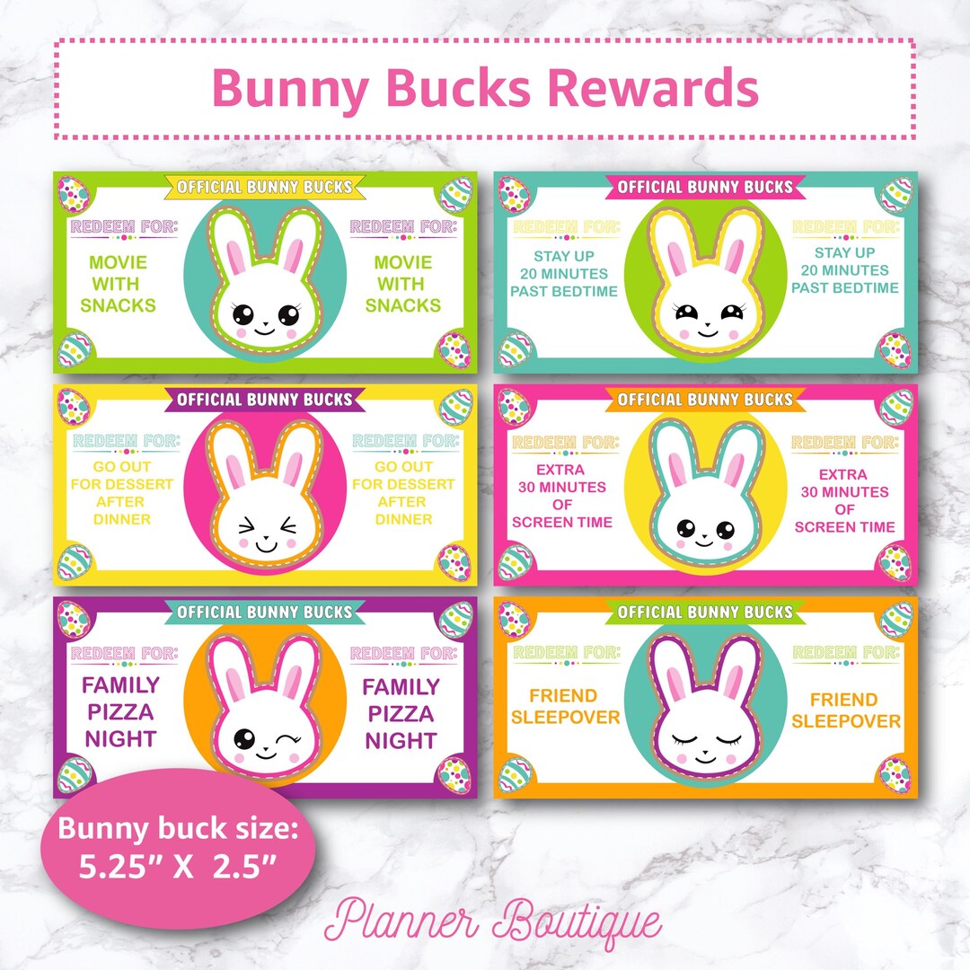 Editable Easter Bunny Bucks Printable Reward Play Money Egg Filler ...