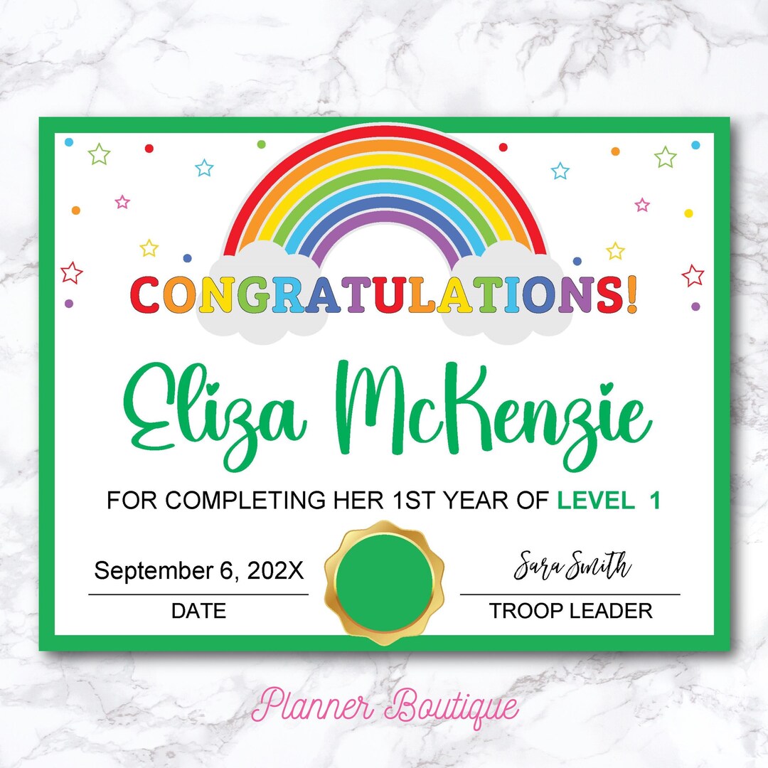 Award Certificate: First, Second Year Completion (digital Download) - Etsy