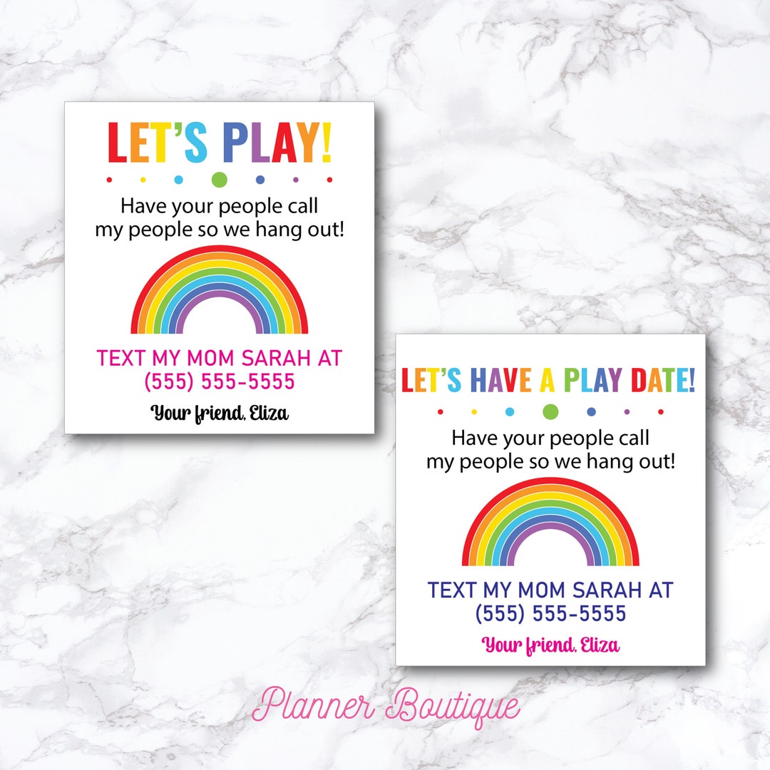 Printable End of School Tags for Kids, Play Date Calling Card, Summer ...