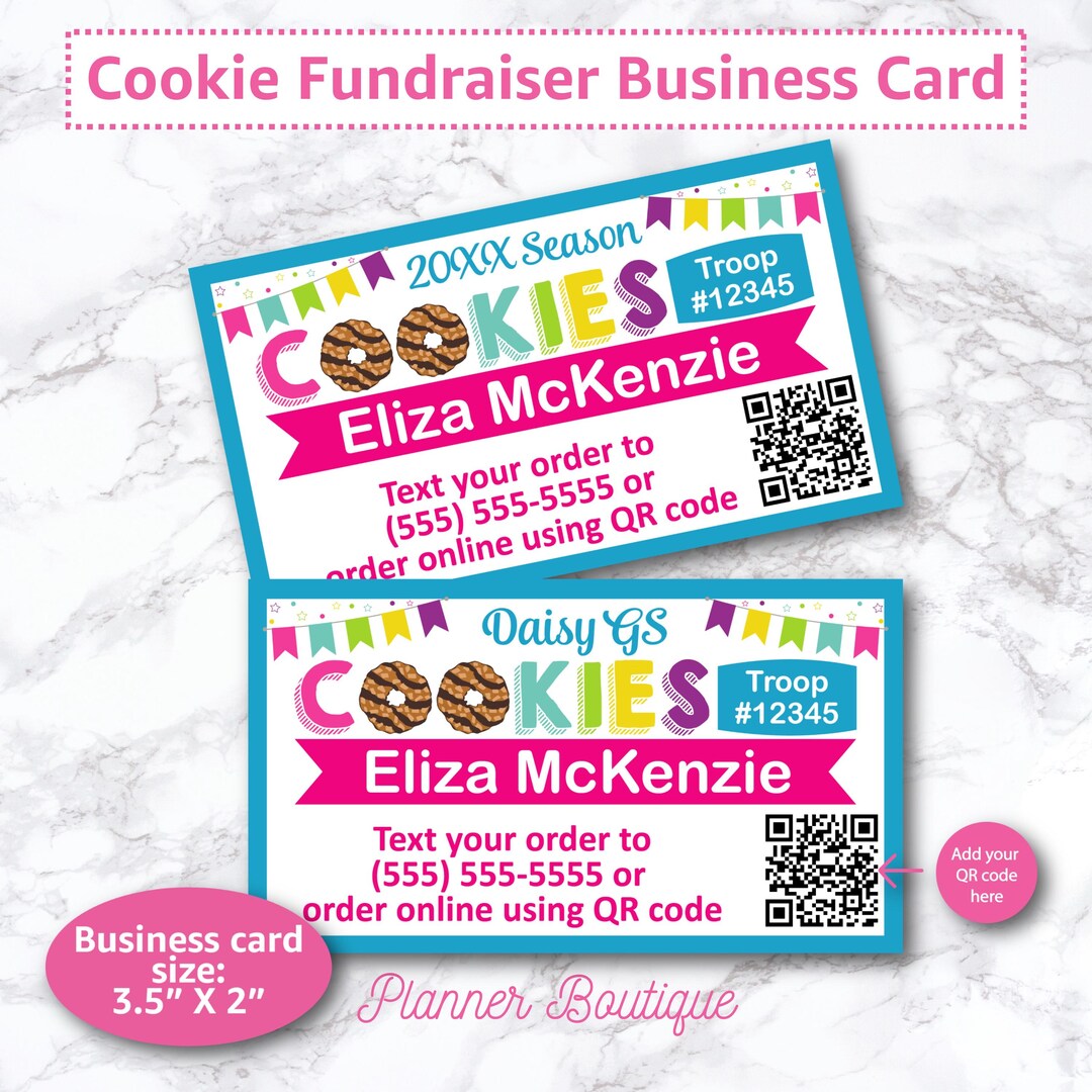 Cookie Fundraiser Business Card With QR Code Blue - Etsy