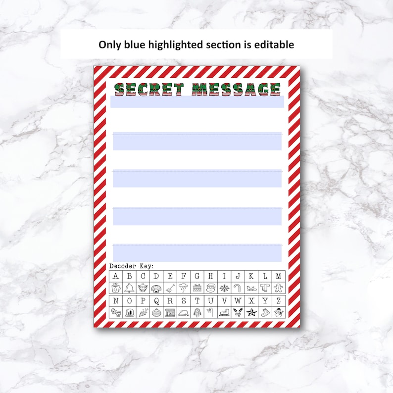 Personalized Elf Secret Message: Christmas Puzzle Worksheet (instant ...