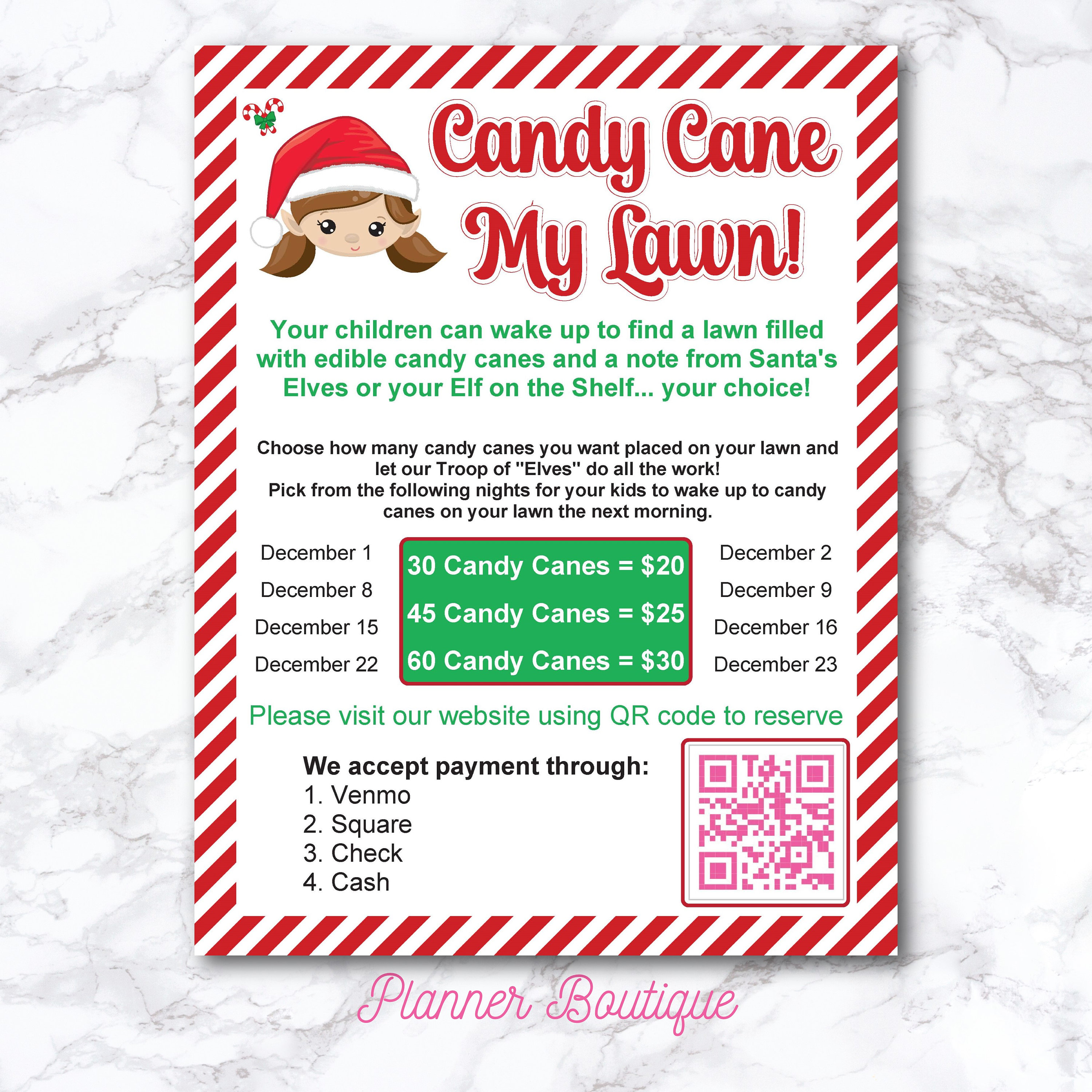 Candy Cane Fundraiser Flyer: Christmas Holiday Elf Troop (digital ...
