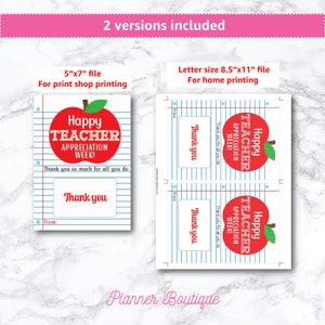 Teacher Appreciation Gift Card Holder: Apple Design (digital Download ...