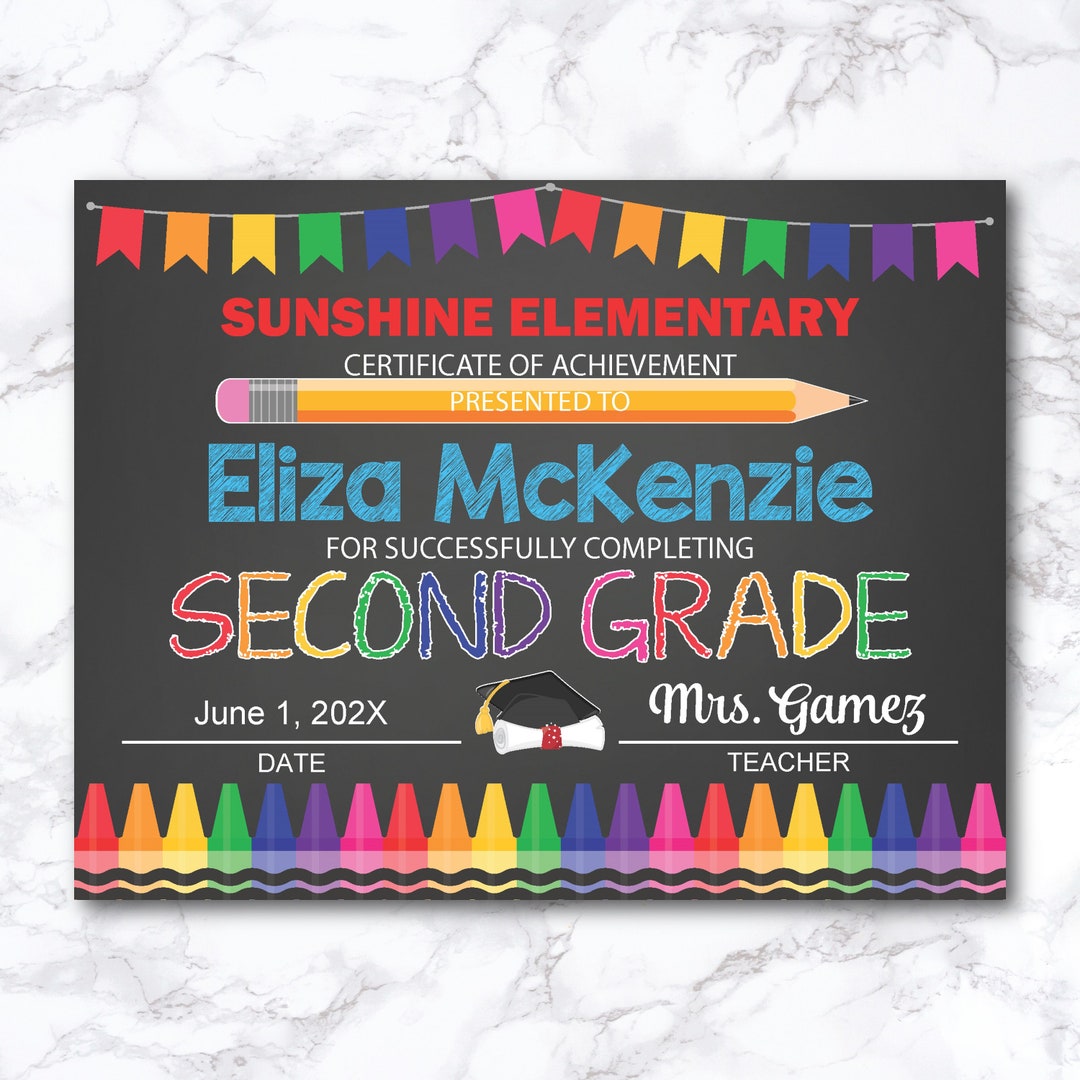 Editable Second Grade Diploma, 2nd Graduation, Second Grade Certificate ...