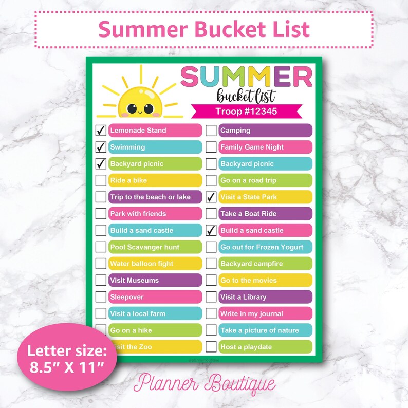 Summer Bucket List for Kids: Printable Activity Checklist (editable PDF ...