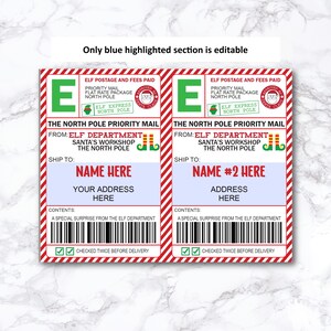 Elf Mail Shipping Label Editable, Santa Mail, Elf Mail, North Pole ...