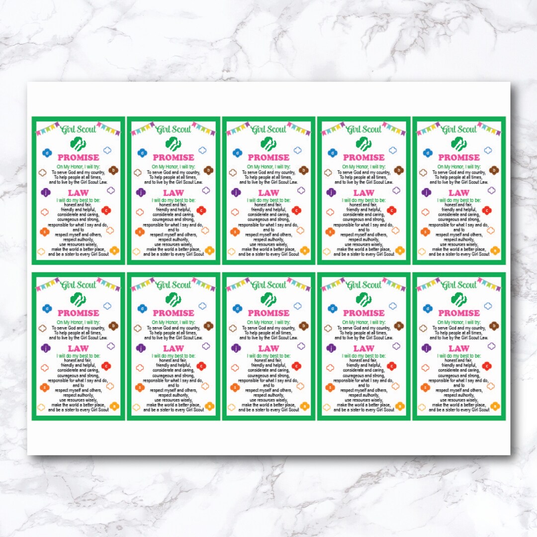 Buy Girl Scout Promise and Law Printable, Troop Leader Handout, Girl ...