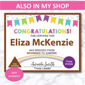 Editable Scout Cookie Sales Award Certificate, Printable Girl Top ...