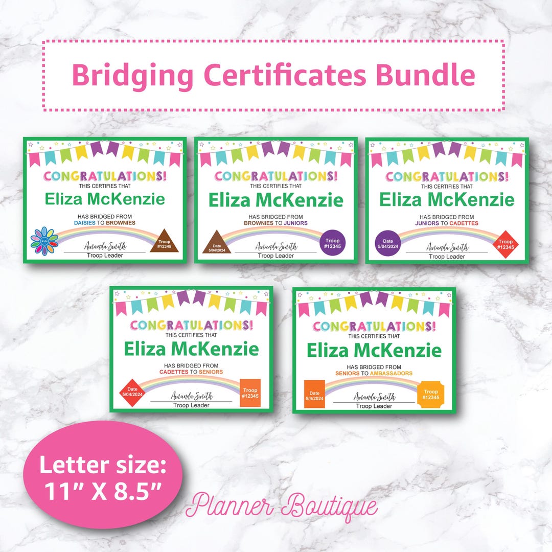 Editable Bridging Certificate Scout for Award Bridging Ceremony Daisies ...