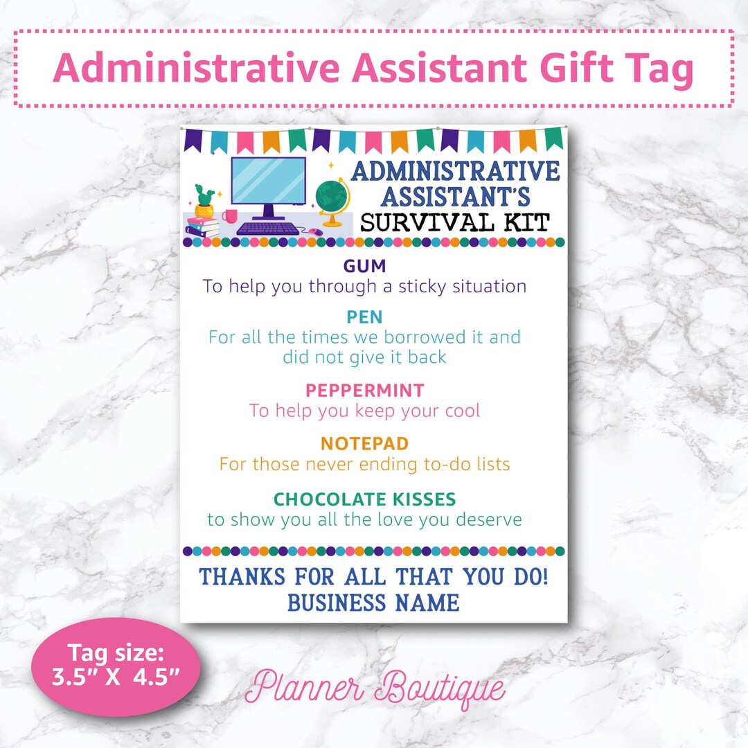 Administrative Assistant Survival Kit Gift Tag Secretary Professional's ...