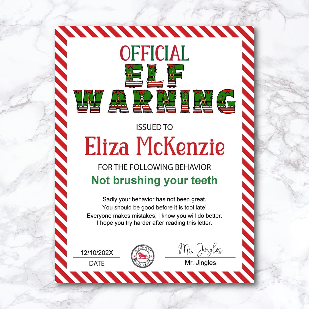 Elf Warning Letter Editable, Elf Behavior Letter, Elf Naughty Letter ...