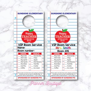 Teacher Appreciation Week Room Service Door Hanger (digital Download ...