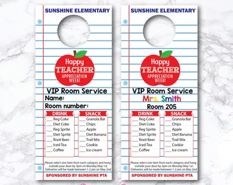Teacher VIP Room Service Door Hanger Printable Staff and Teacher ...