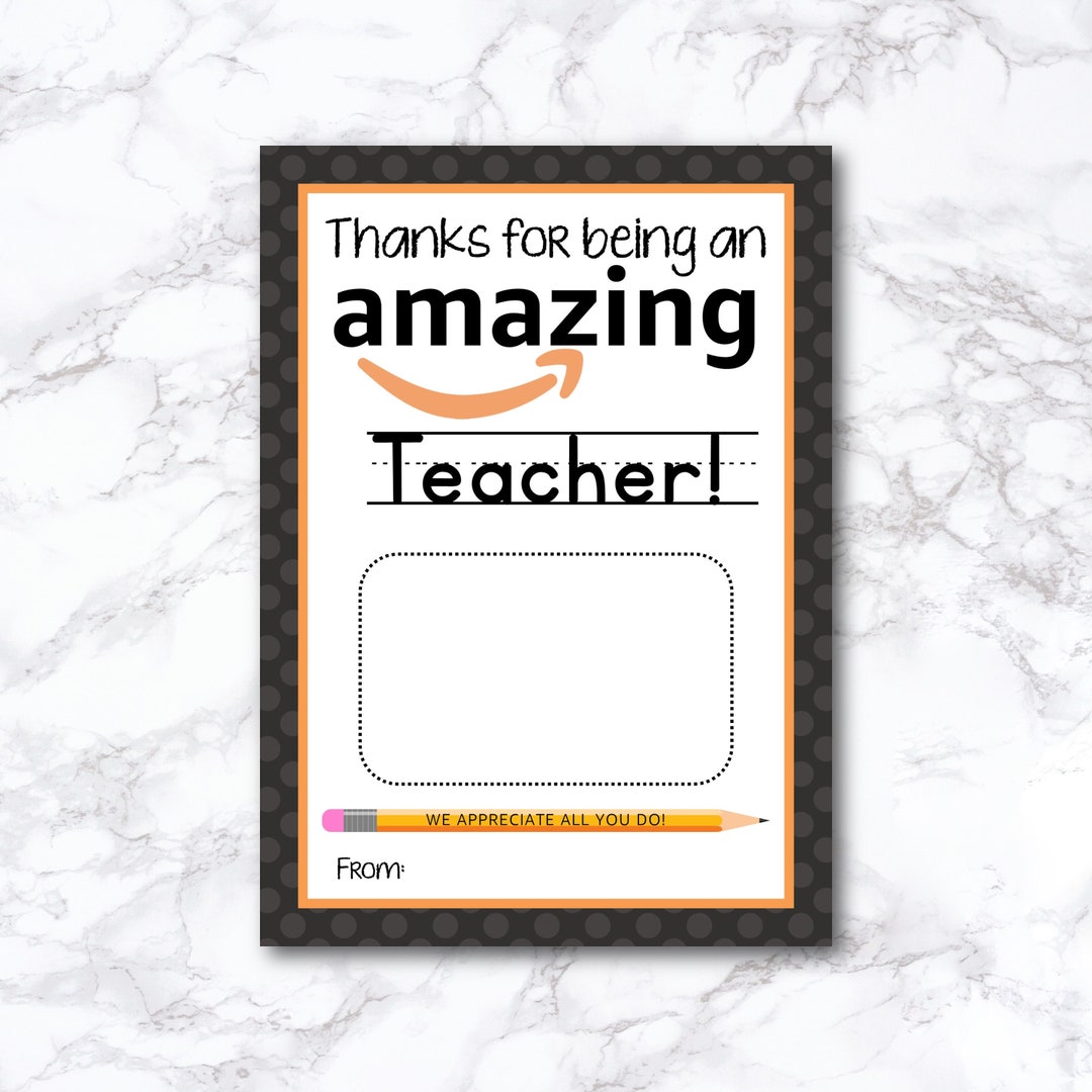 PRINTABLE Amazon Gift Card Holder, Teacher Thank You , Teacher Gift ...