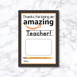 PRINTABLE Amazon Gift Card Holder, Teacher Thank You , Teacher Gift ...