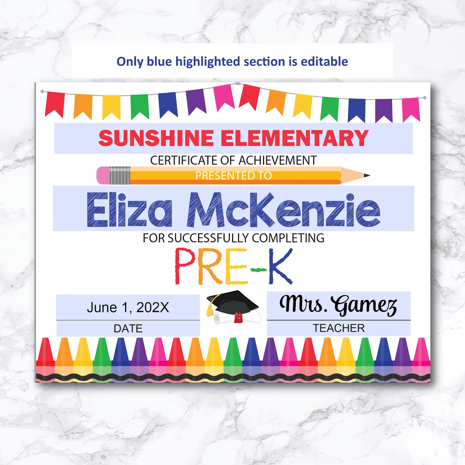 Pre-k Graduation Diploma: Keepsake Certificate (digital Download) - Etsy