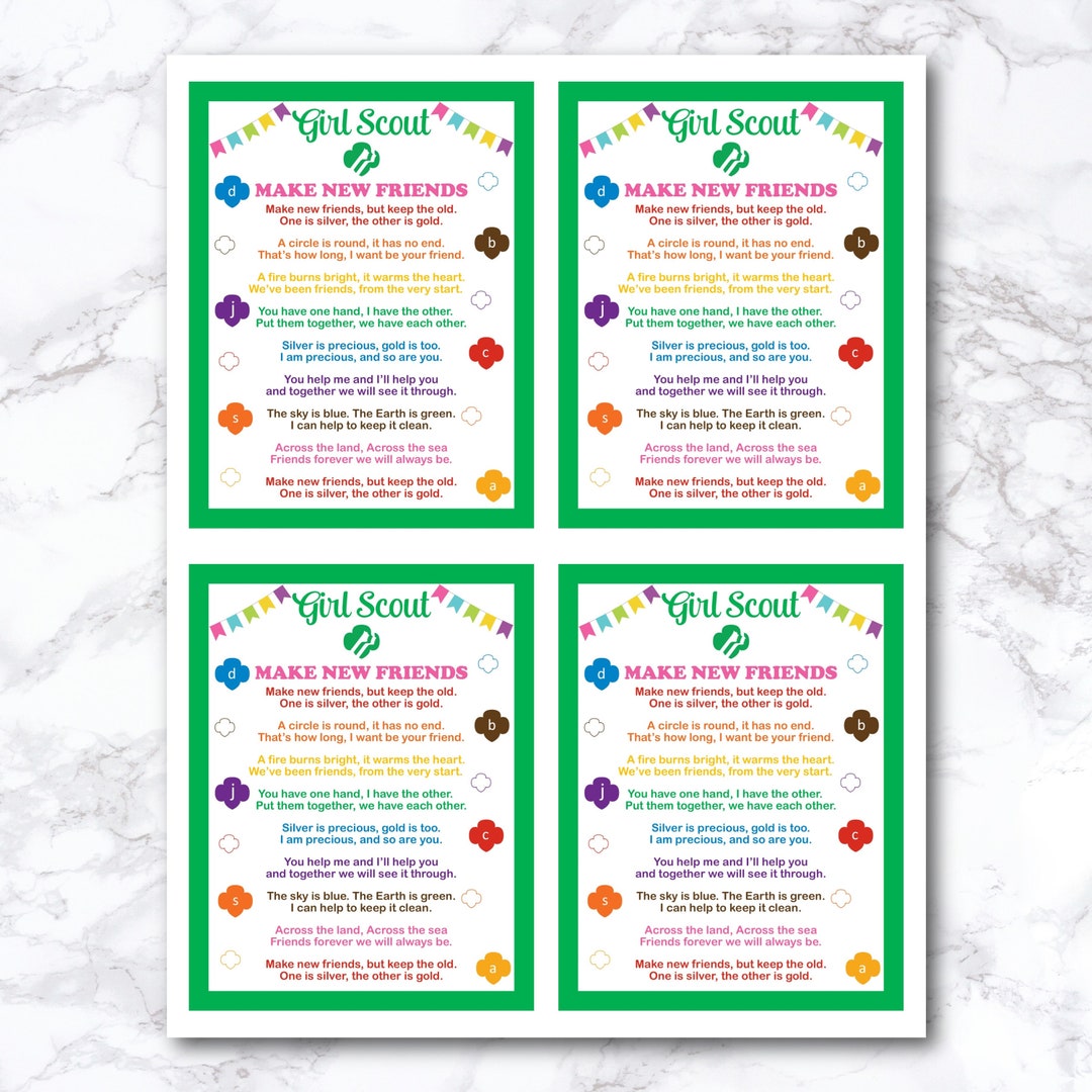 Girl Scout Make New Friends, Song Lyric Poster, Cards, Digital Download ...