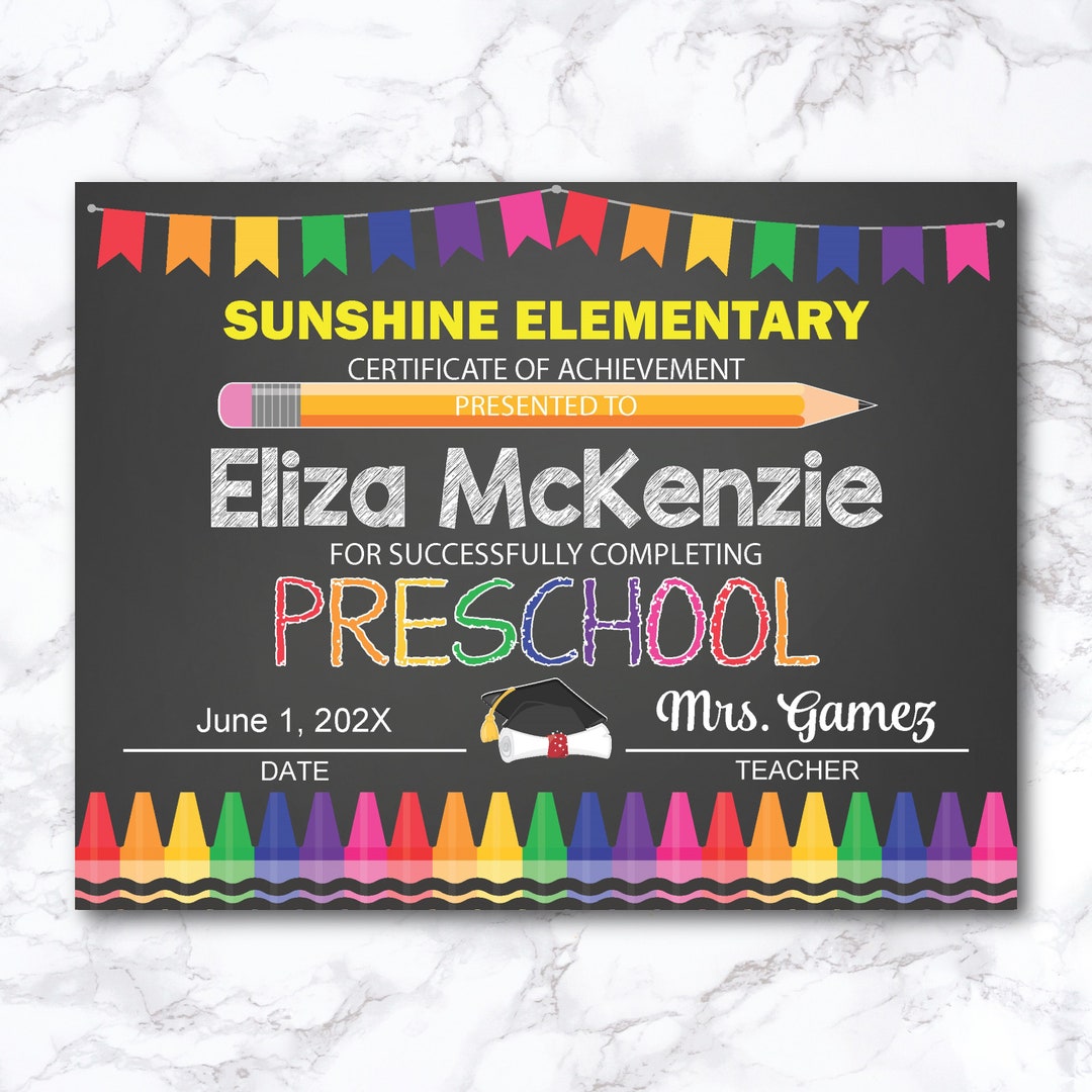 Editable Preschool Diploma, Pre-k Graduation, Preschool Certificate ...