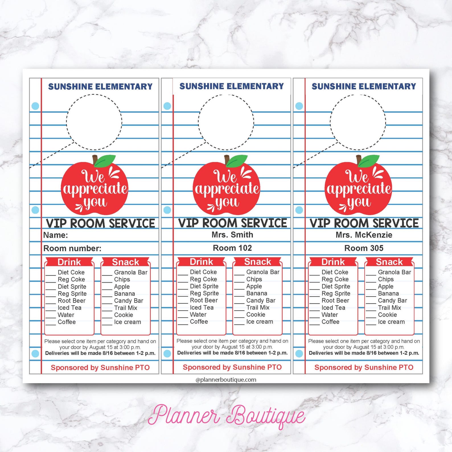 Teacher Appreciation Room Service Door Hanger (digital Download) - Etsy