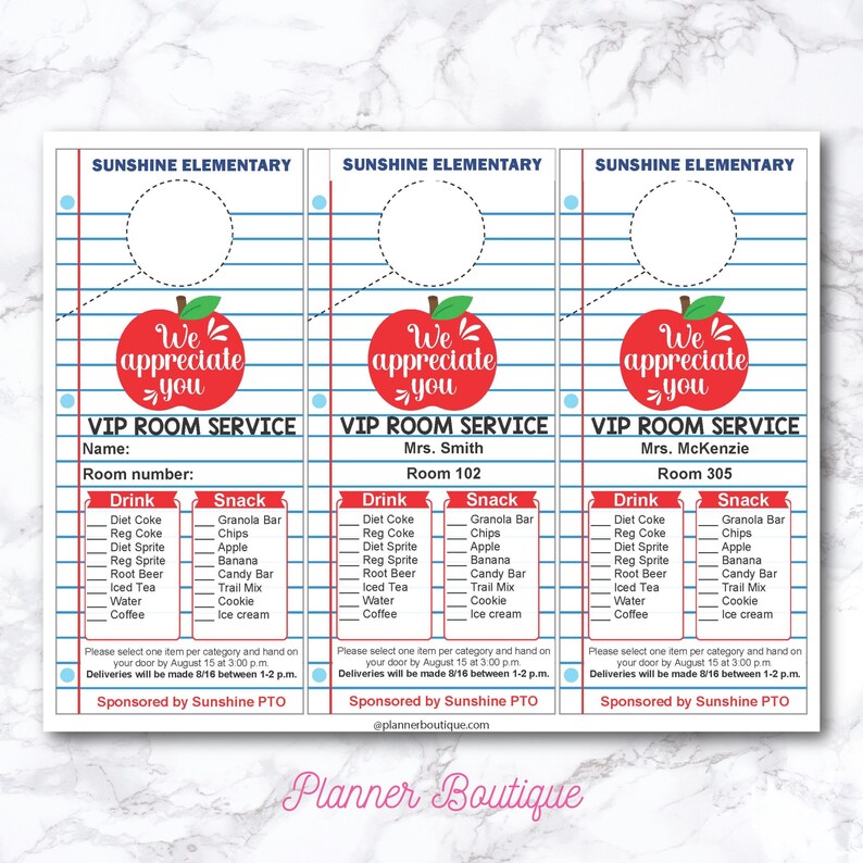 Teacher Appreciation Room Service Door Hanger (digital Download) - Etsy